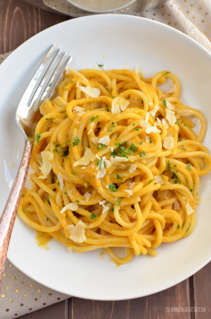 Spaghetti with a Roasted Butternut Squash Sauce | Slimming Eats