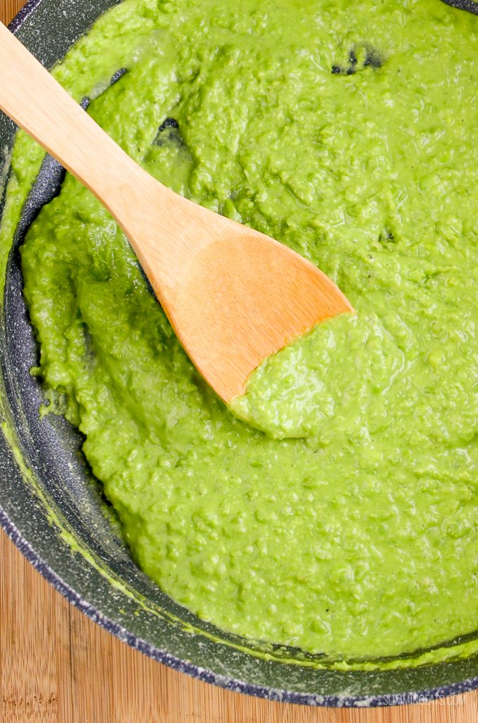 Pork Chops with Creamy Mashed English Peas | Slimming Eats | Slimming Eats