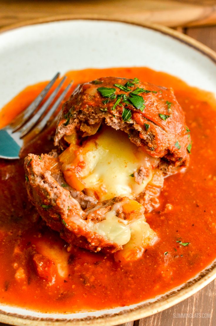 Mega Stuffed Meatballs with Tomato Sauce | Slimming Recipes