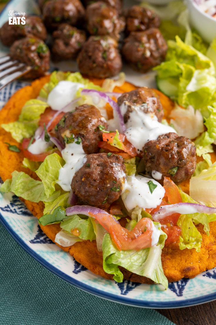 Lamb Kofta with Sweet Potato Flatbread | Slimming Eats Recipes