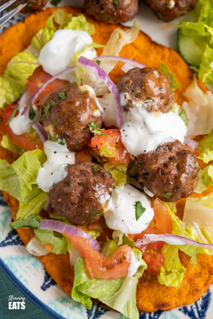 Lamb Kofta with Sweet Potato Flatbread | Slimming Eats Recipes