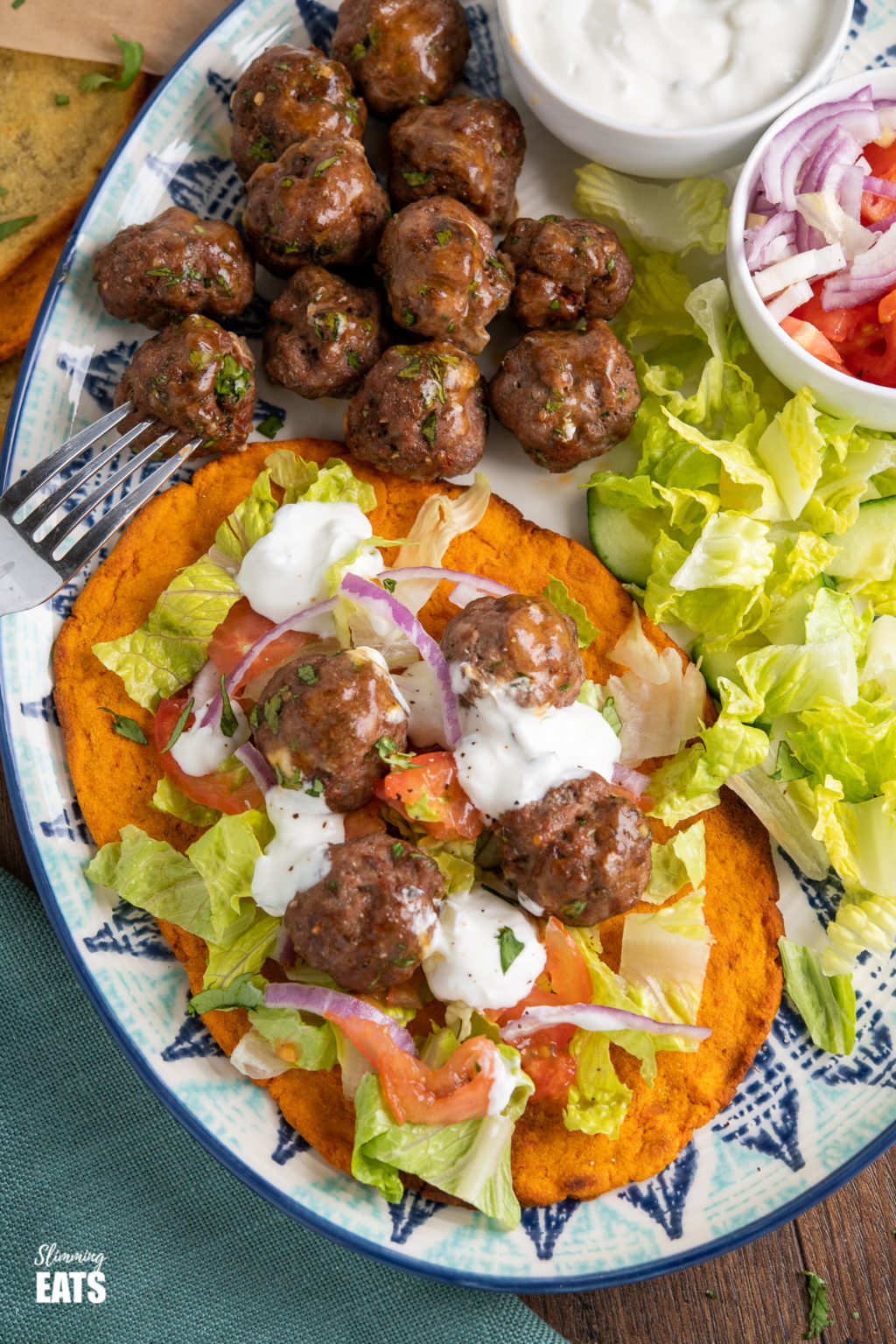 Lamb Kofta with Sweet Potato Flatbread | Slimming Eats Recipes