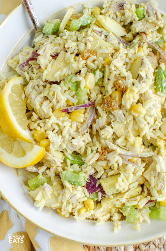 Curried Chicken Rice Salad Bowl | Slimming Eats