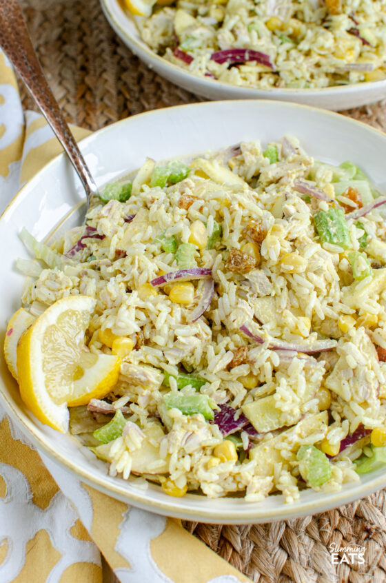 Curried Chicken Rice Salad Bowl | Slimming Eats