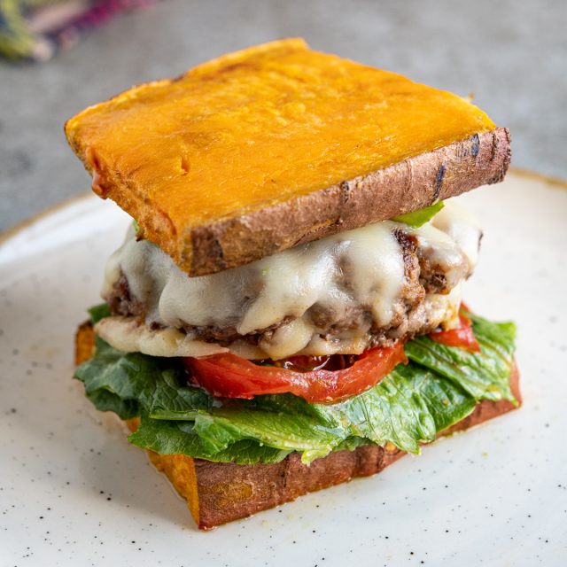 Sweet Potato Burger Sliders with Pesto and Avocado | Slimming Eats