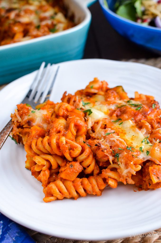 Roasted Butternut Squash Zucchini Pasta Bake | Slimming Eats