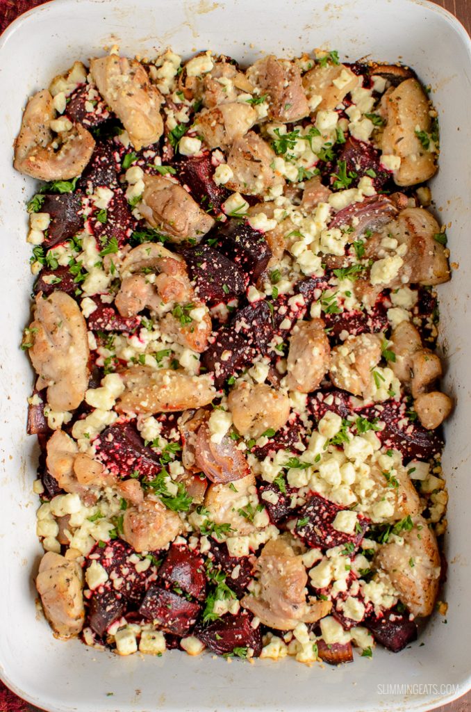Chicken, Feta and Roasted Beetroot Bake | Slimming Eats