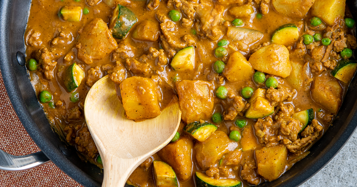 Creamy Coconut Ground Turkey Potato Curry | Slimming Eats