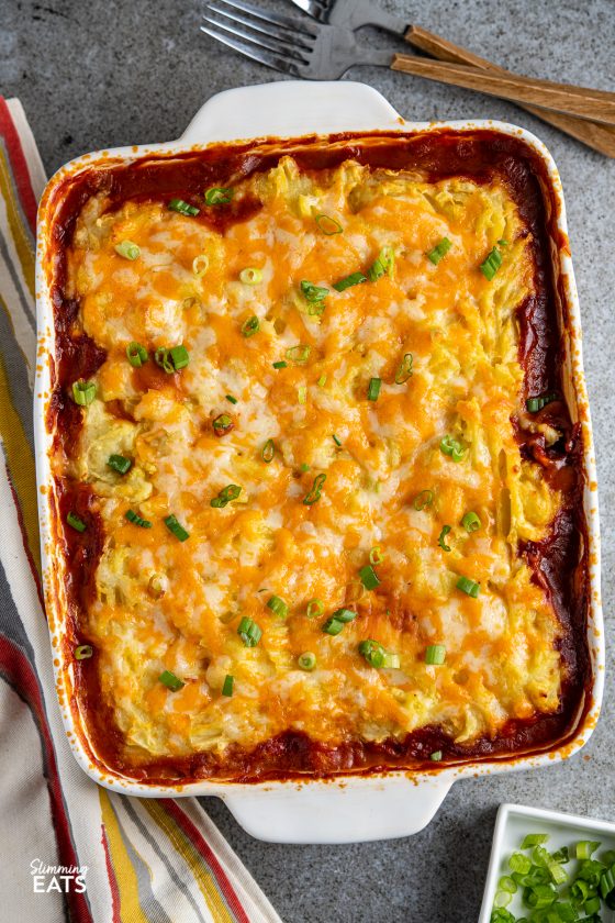 Baked Bean Cheesy Potato Topped Pie | Slimming Eats