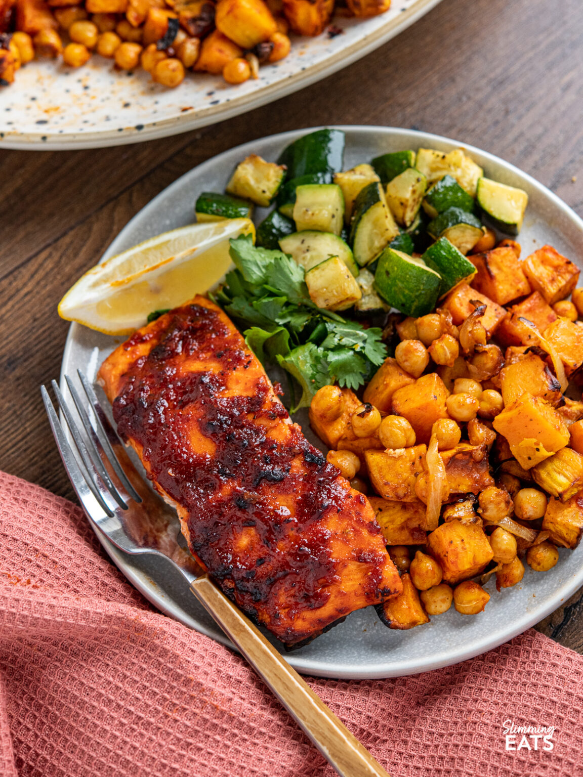 Air Fryer Honey Harissa Salmon | Slimming Eats