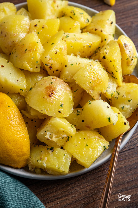 Lemon Garlic Potatoes | Slimming Eats