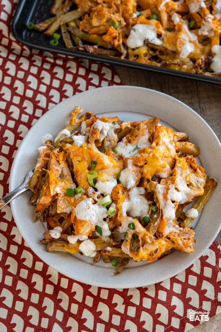 Buffalo Chicken Loaded Fries | Slimming Eats