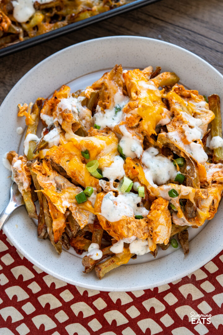 Buffalo Chicken Loaded Fries | Slimming Eats