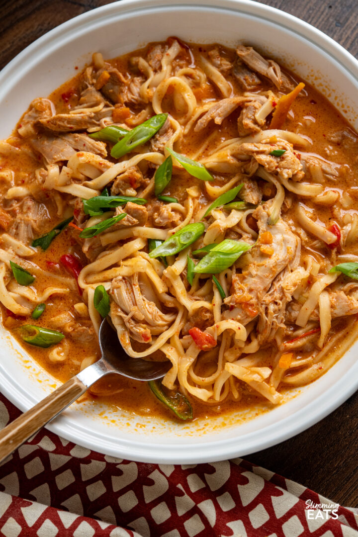 Slow Cooker Coconut Gochujang Chicken Noodles | Slimming Eats